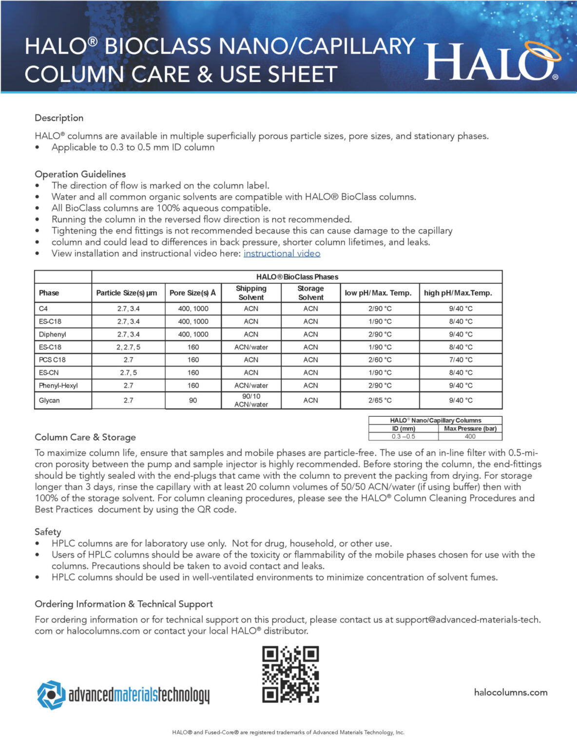 HALO® Care and Use Documents