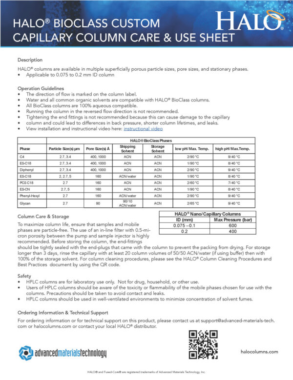 HALO® Care and Use Documents