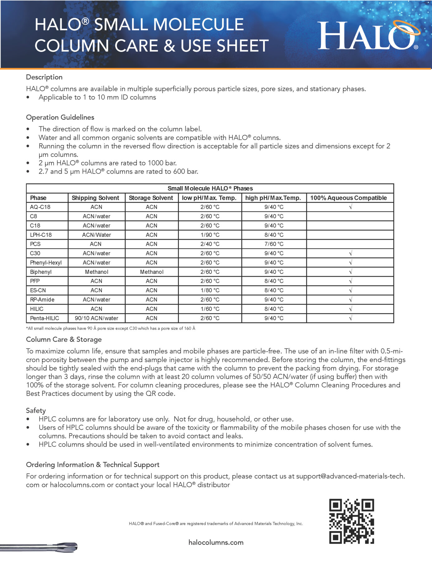 HALO® Care and Use Documents