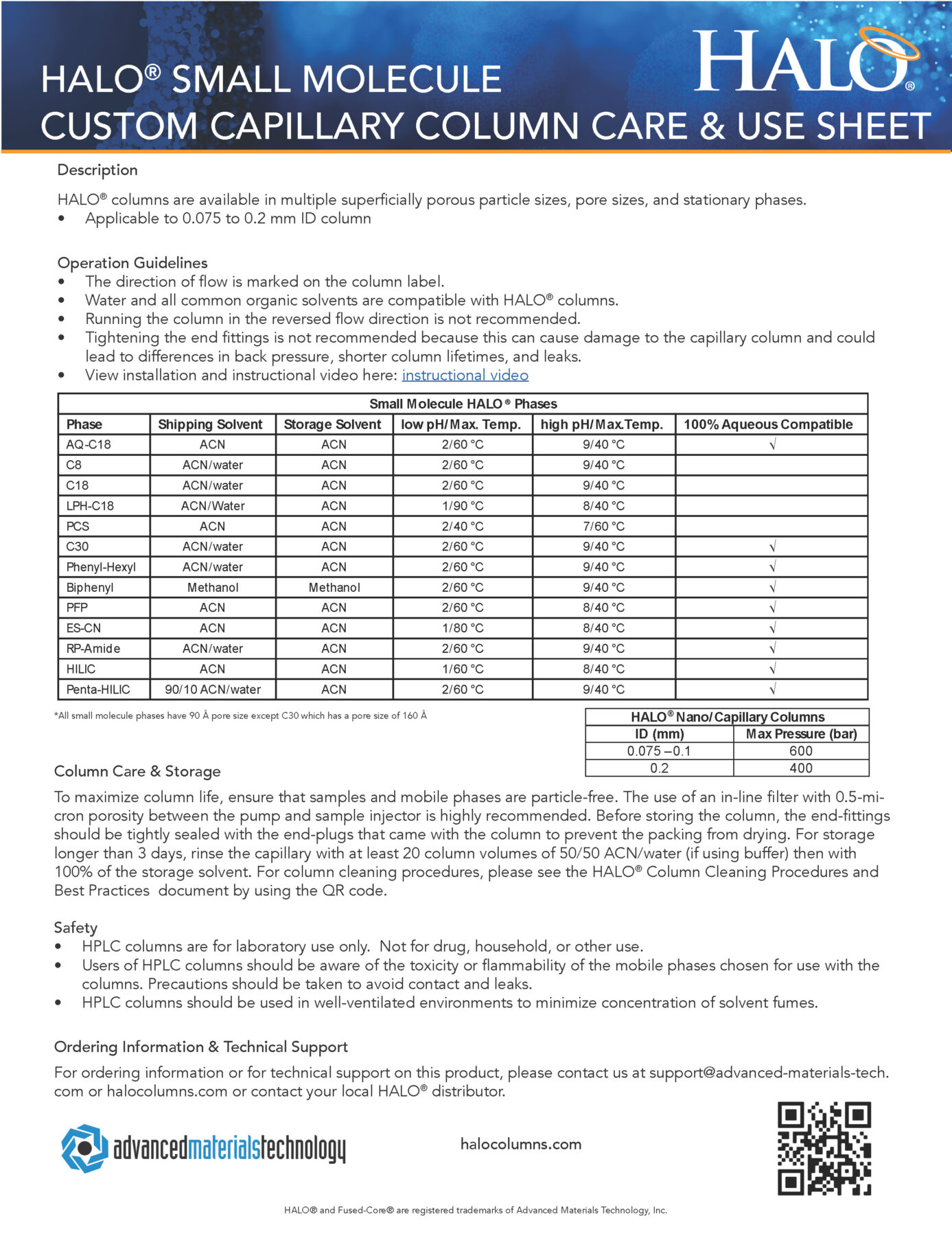 HALO® Care and Use Documents